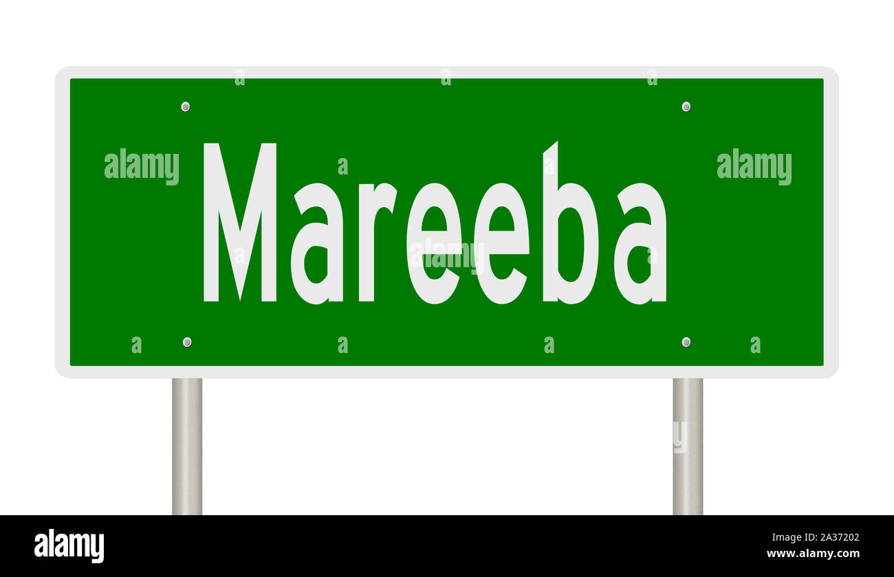 Rendering of a green 3d highway sign for Mareeba Queensland Stock Photo ...