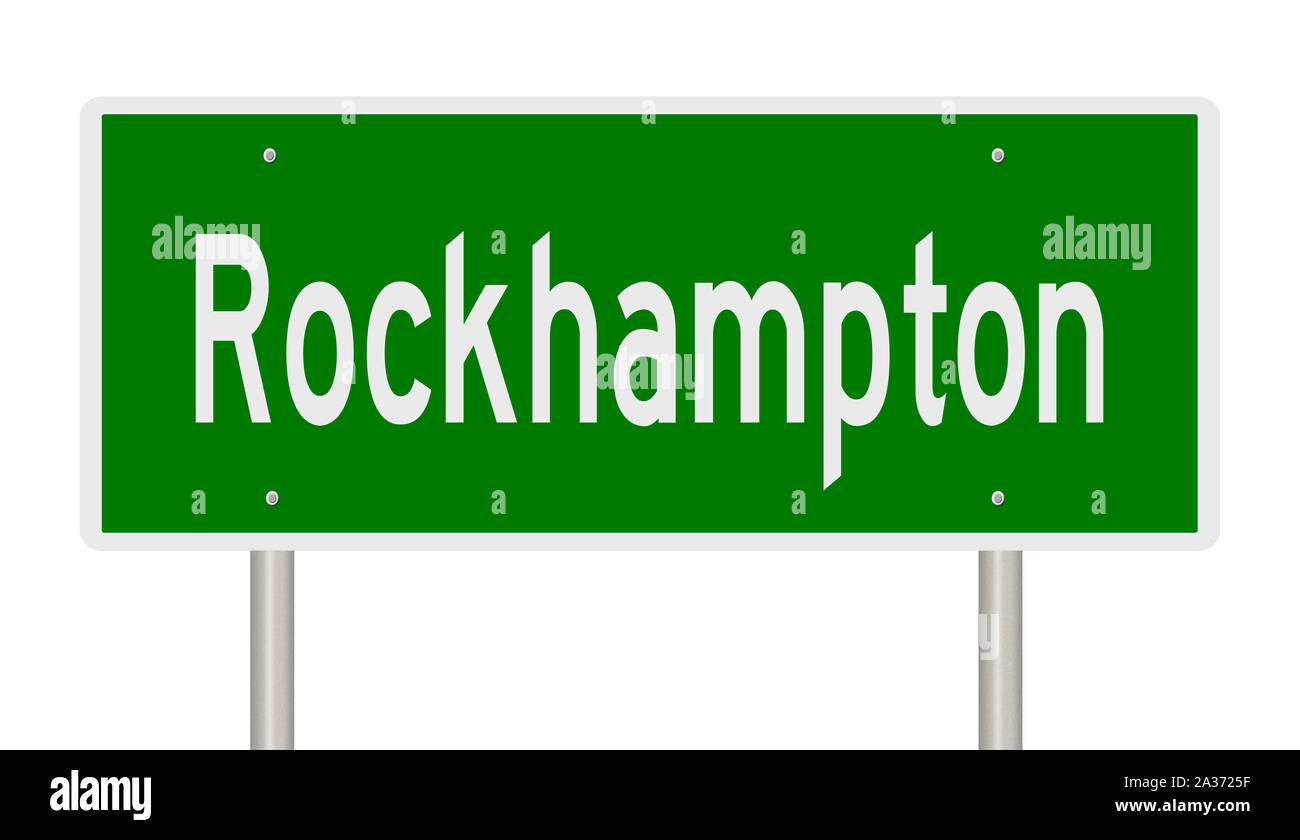 Rendering of a green 3d highway sign for Rockhampton Queensland Stock ...