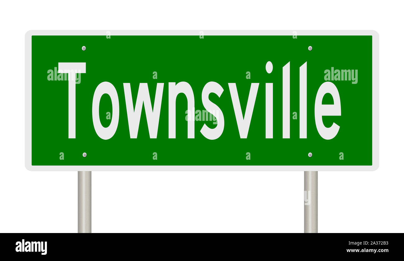 Rendering of a green 3d highway sign for Townsville Queensland Stock ...