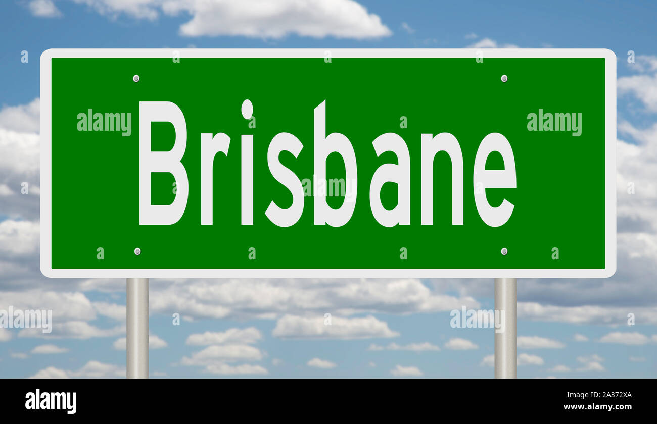 Rendering of a green 3d highway sign for Brisbane Queensland Stock ...
