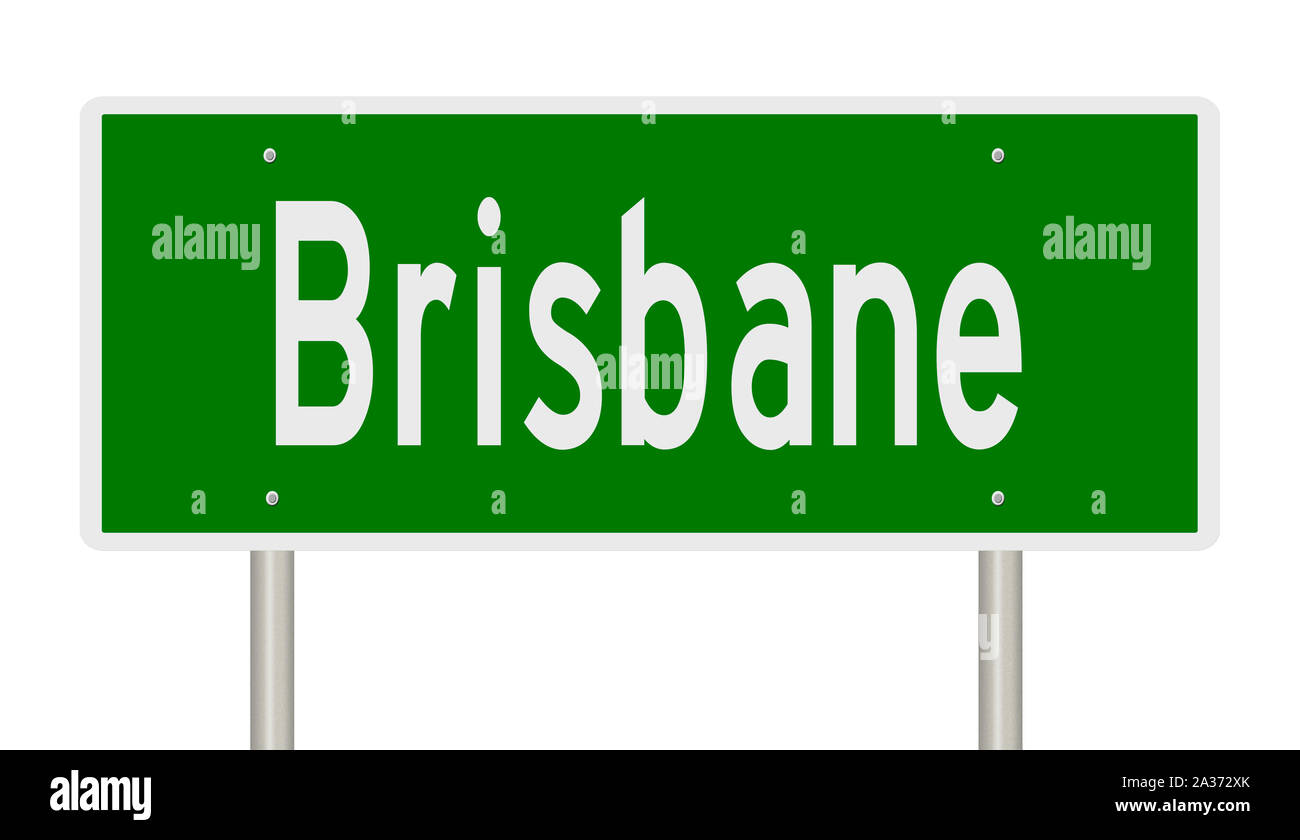 Rendering of a green 3d highway sign for Brisbane Queensland Stock ...