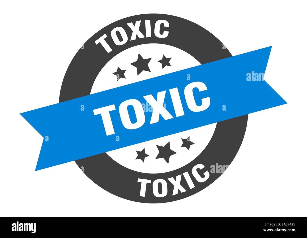 toxic sign. toxic blue-black round ribbon sticker Stock Vector Image ...