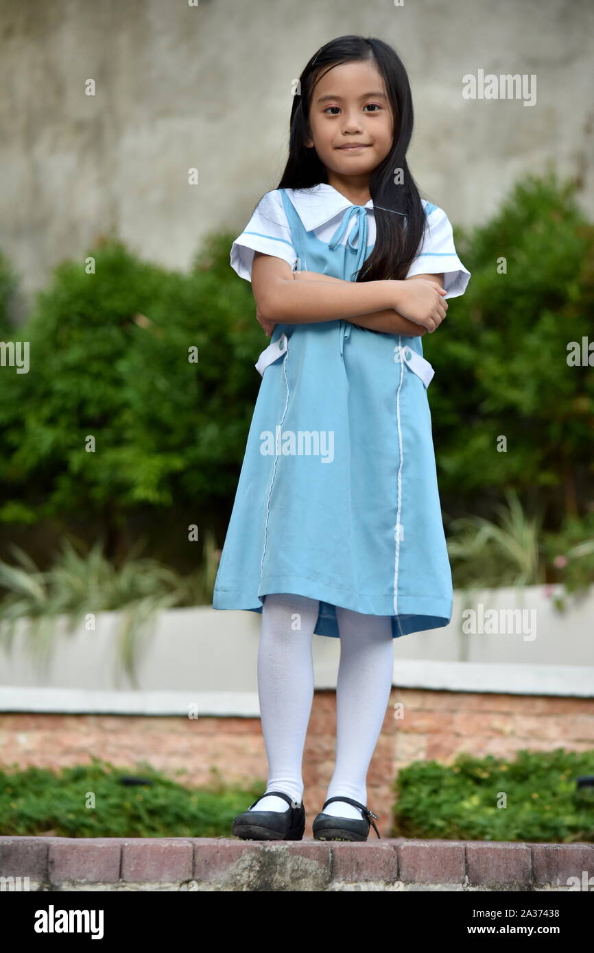 Standing Young Diverse Female Student Wearing School Uniform Stock ...
