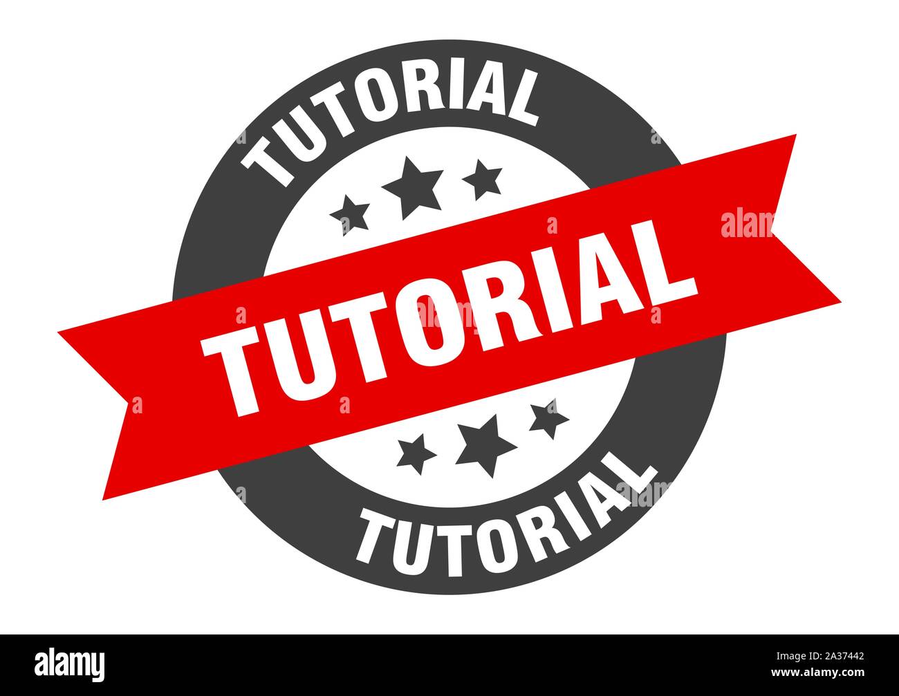 tutorial sign. tutorial black-red round ribbon sticker Stock Vector ...