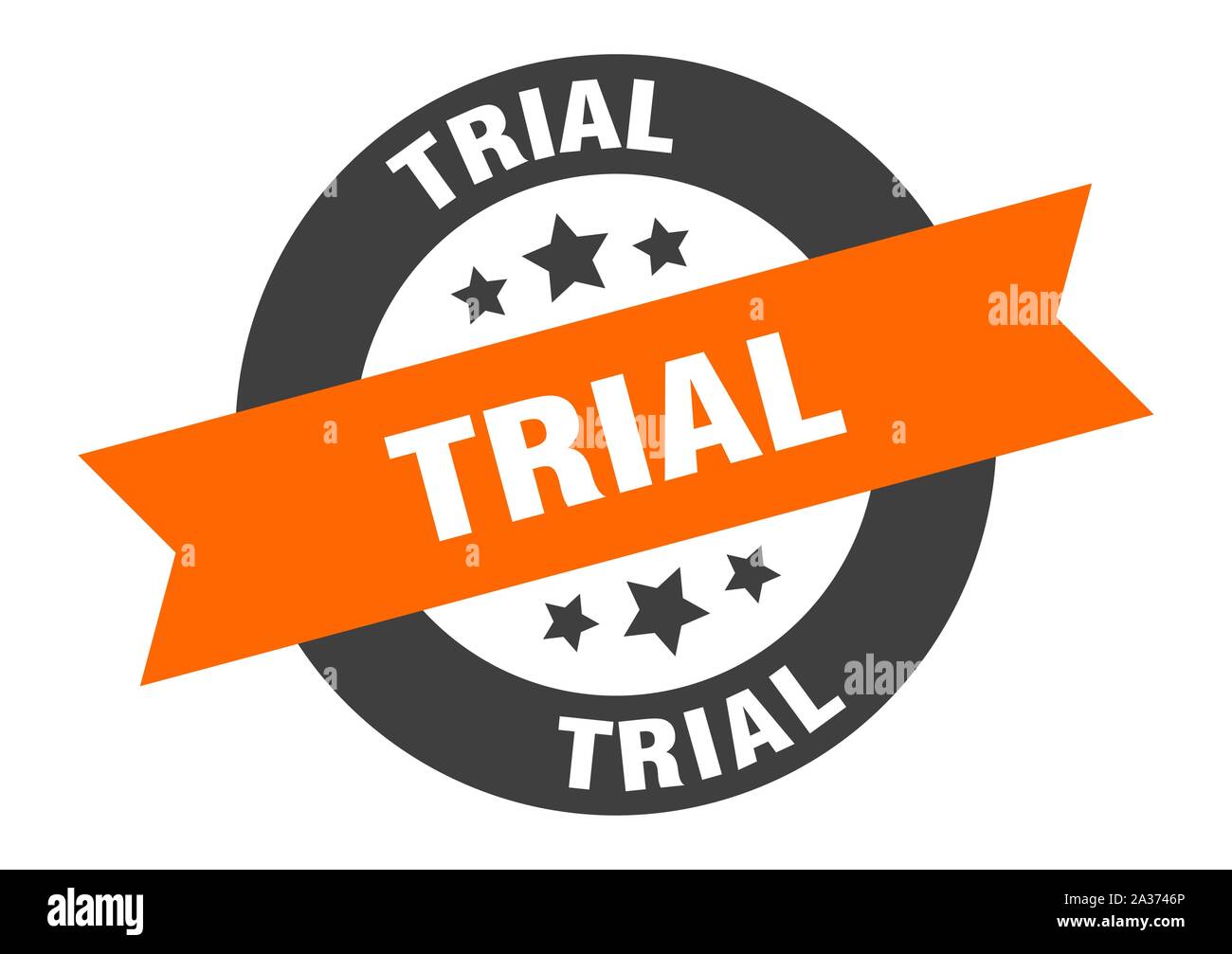 trial sign. trial orange-black round ribbon sticker Stock Vector Image ...