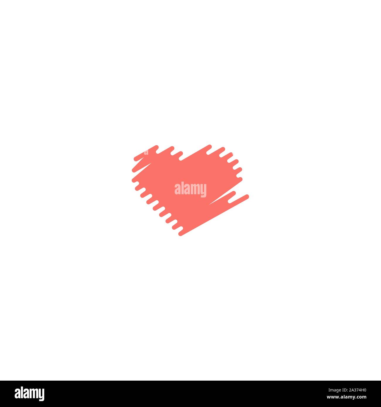 Hand painted red heart. One line. Hand drawing of heart doodle by ...