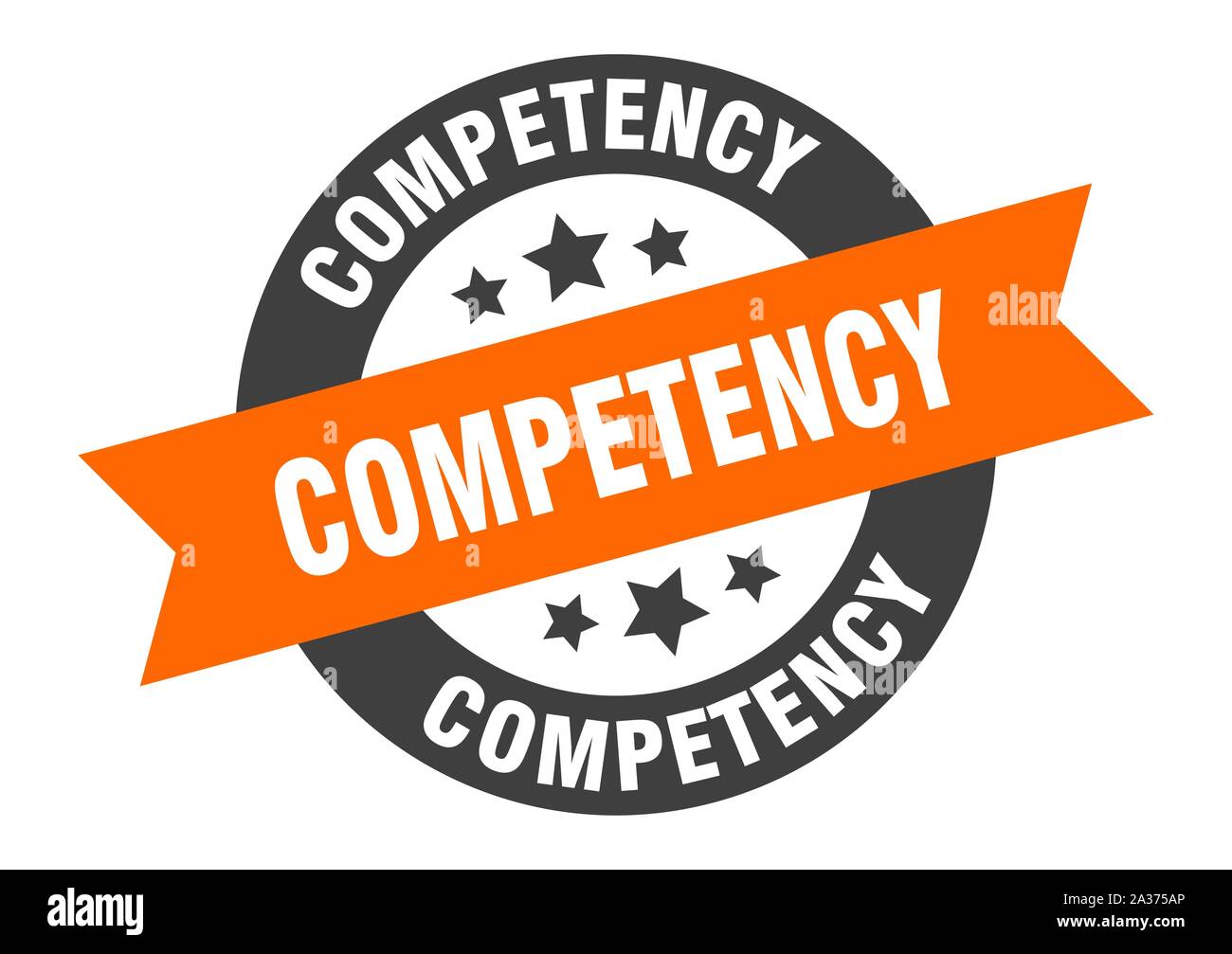 competency sign. competency orange-black round ribbon sticker Stock ...