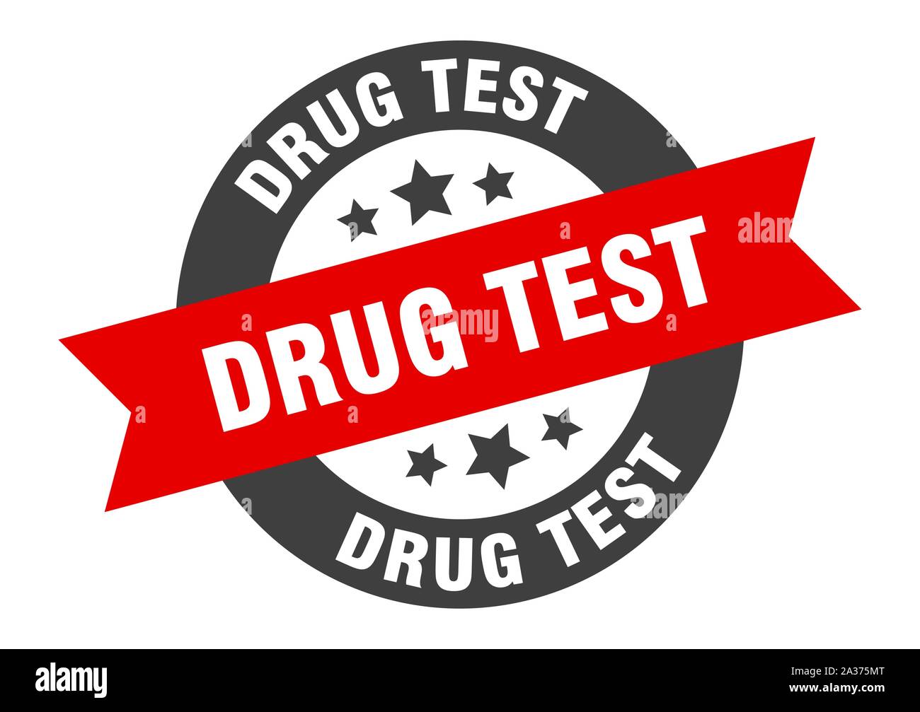 drug test sign. drug test black-red round ribbon sticker Stock Vector ...