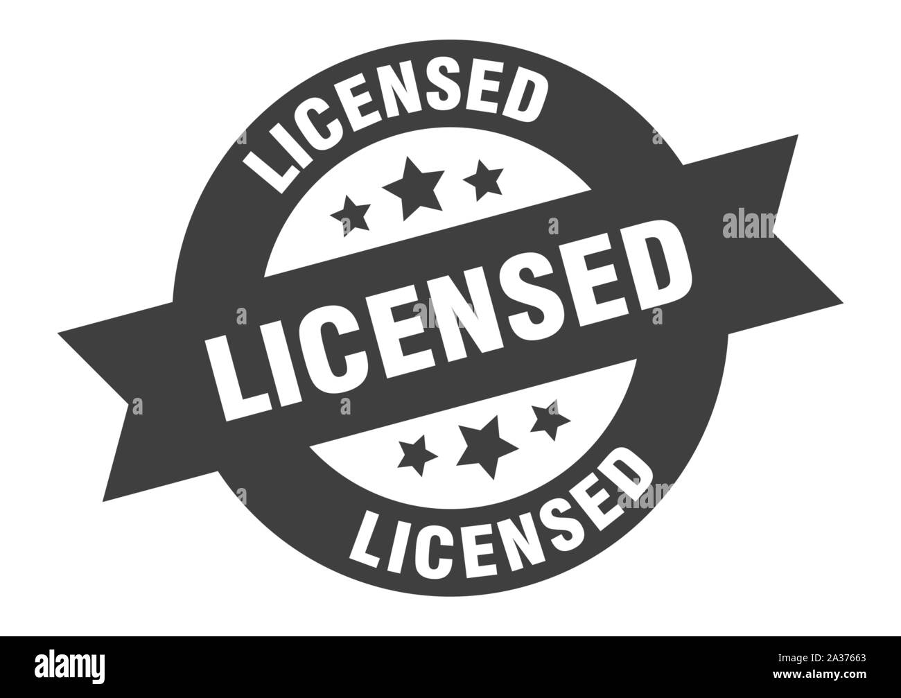 licensed sign. licensed black round ribbon sticker Stock Vector Image ...