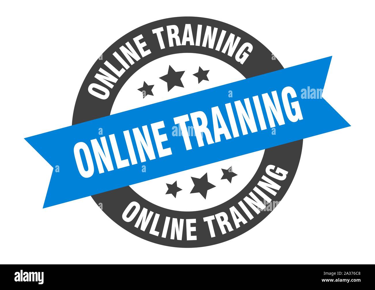 online training sign. online training blue-black round ribbon sticker ...