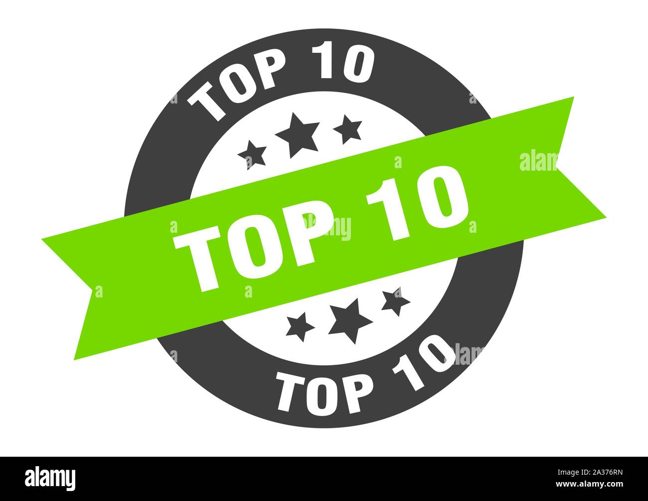 top 10 sign. top 10 black-green round ribbon sticker Stock Vector Image ...