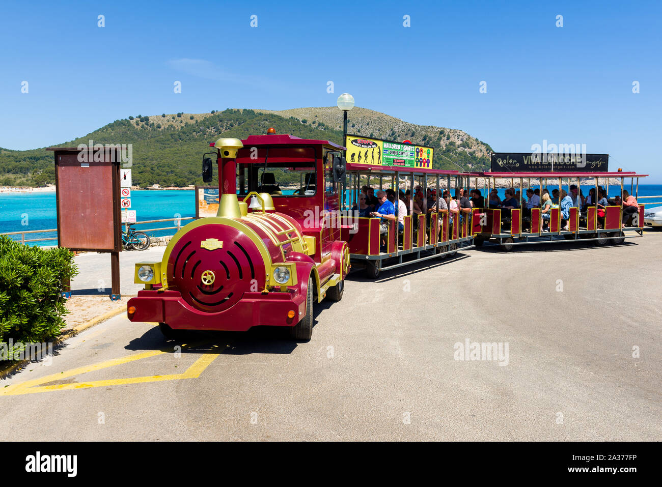 Mallorca, Spain - May 10, 2019: A typical mini train with tourists ...