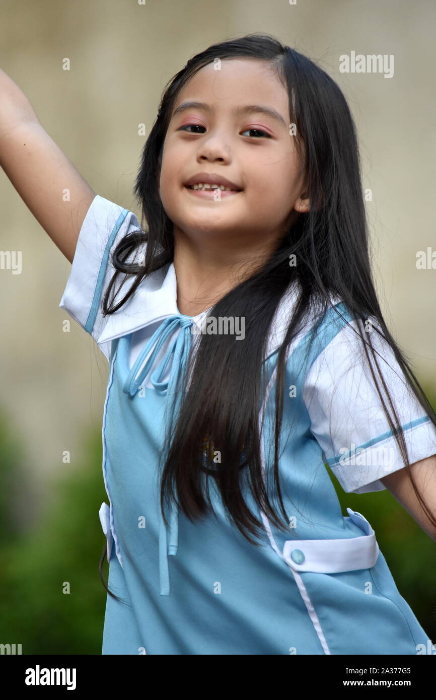 Asian Child Girl Student Having Fun Stock Photo - Alamy