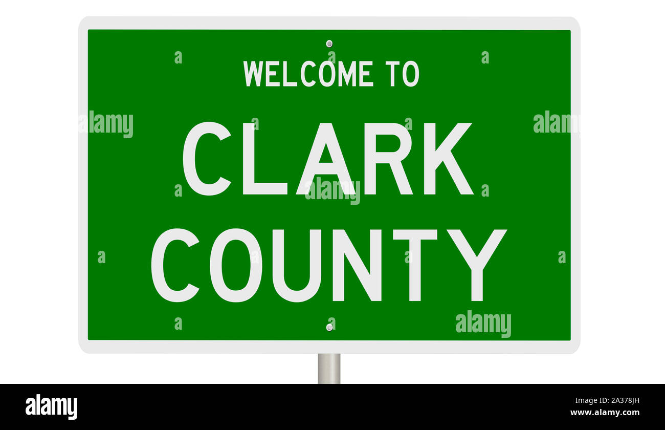 Rendering of a green 3d highway sign for Clark County Stock Photo - Alamy