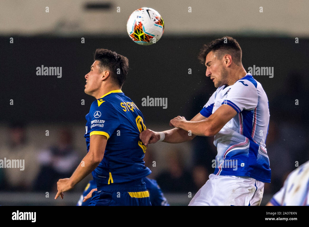 Mariuz Stepinski (Hellas Verona) Alex Ferrari (Sampdoria) during the ...