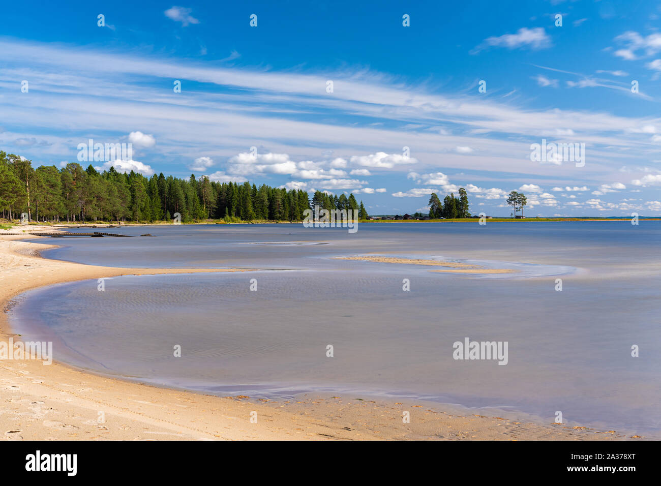 Picturesque landscape with forest and lake. Onega lake Stock Photo - Alamy