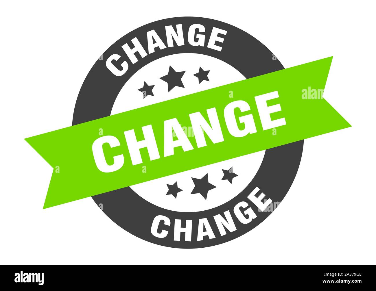 change sign. change black-green round ribbon sticker Stock Vector Image ...