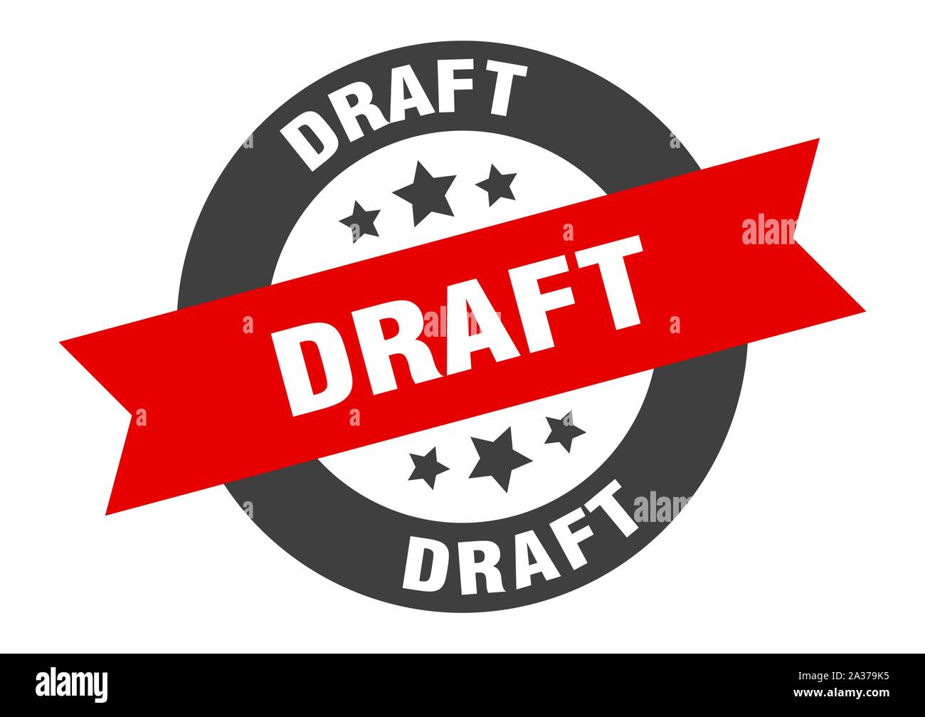draft sign. draft black-red round ribbon sticker Stock Vector Image ...