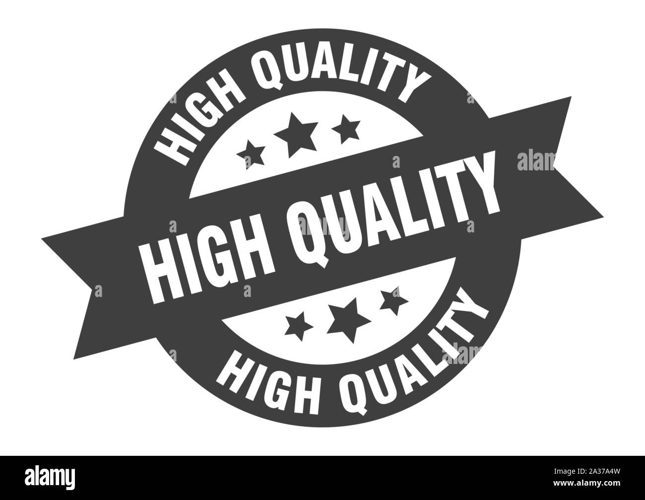 high quality sign. high quality black round ribbon sticker Stock Vector ...