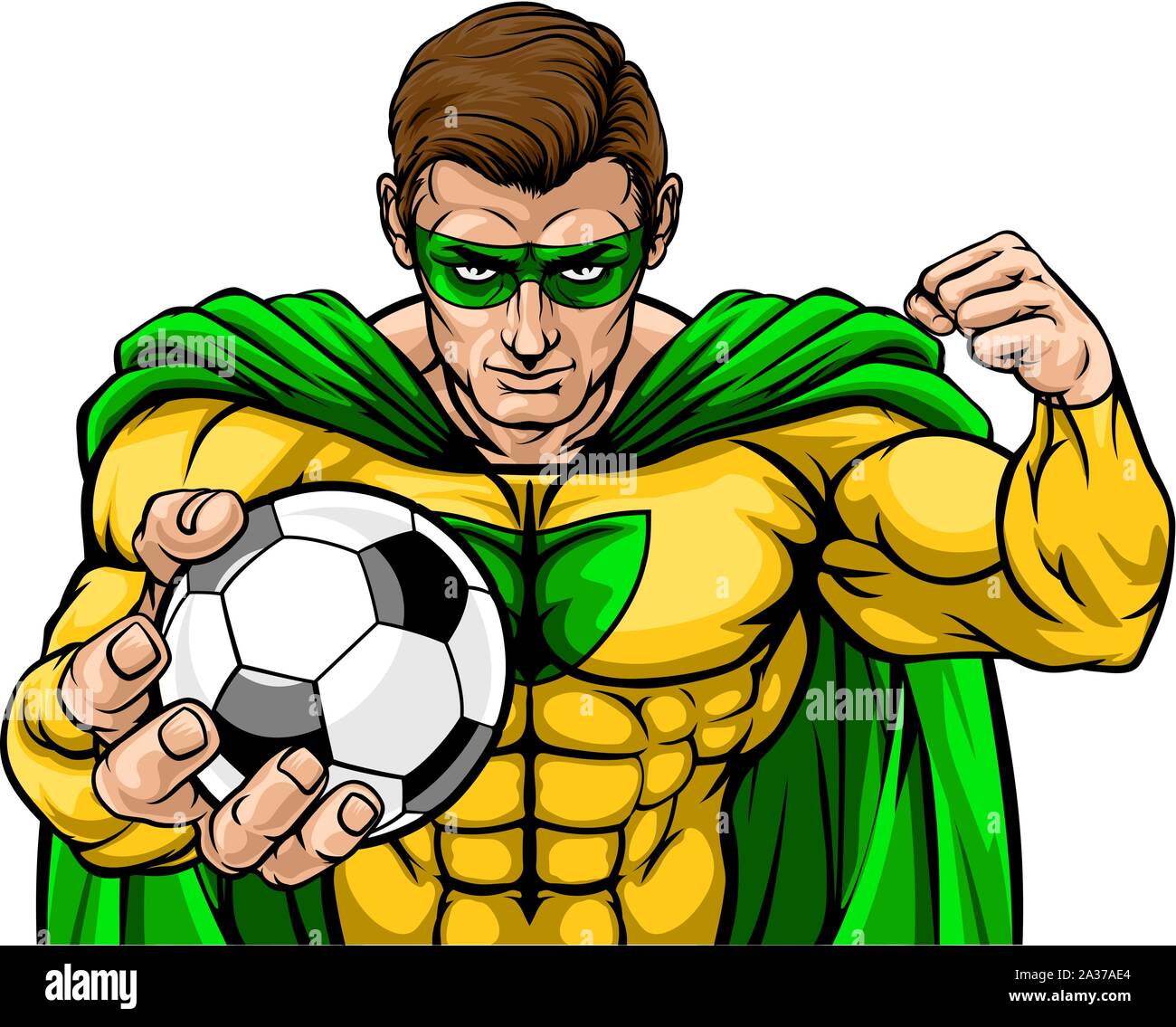 Superhero Holding Soccer Ball Sports Mascot Stock Vector Image & Art ...