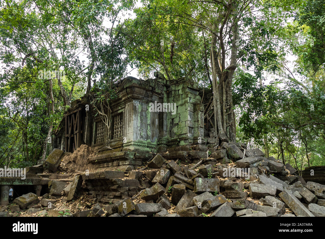 Ruins of ancient Beng Mealea Temple over jungle, Cambodia. Beng Mealea ...