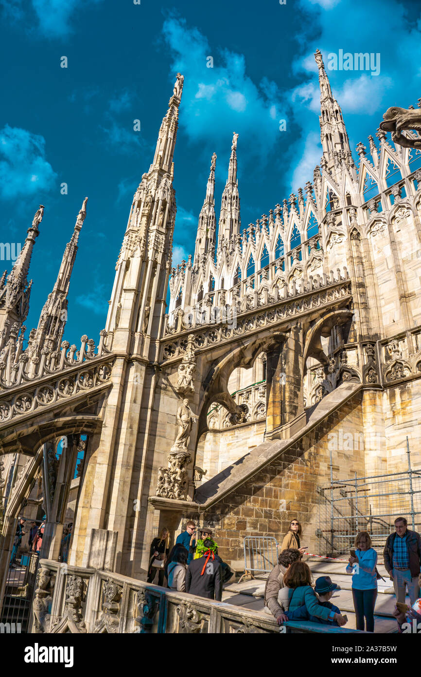 Milan skyline view from Milan Cathedral (Duomo di Milano) in Italy ...