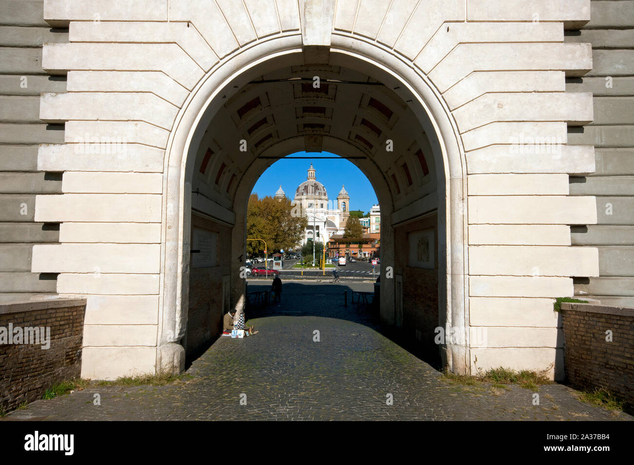 View trough Valadier Tower at Ponte Milvio, in the background Gran ...