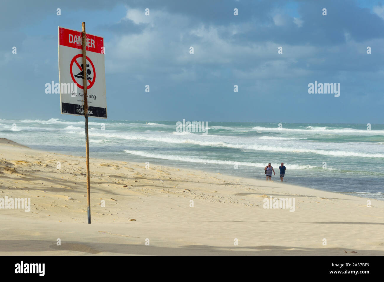 The normally-crowded and popular Surfers Paradise beach in Queensland ...