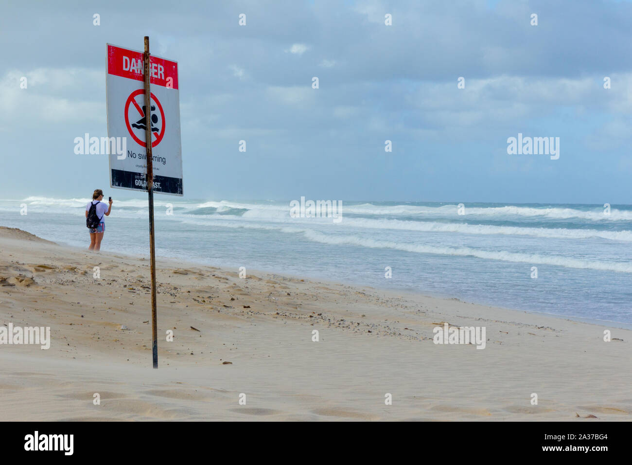 The normally-crowded and popular Surfers Paradise beach in Queensland ...