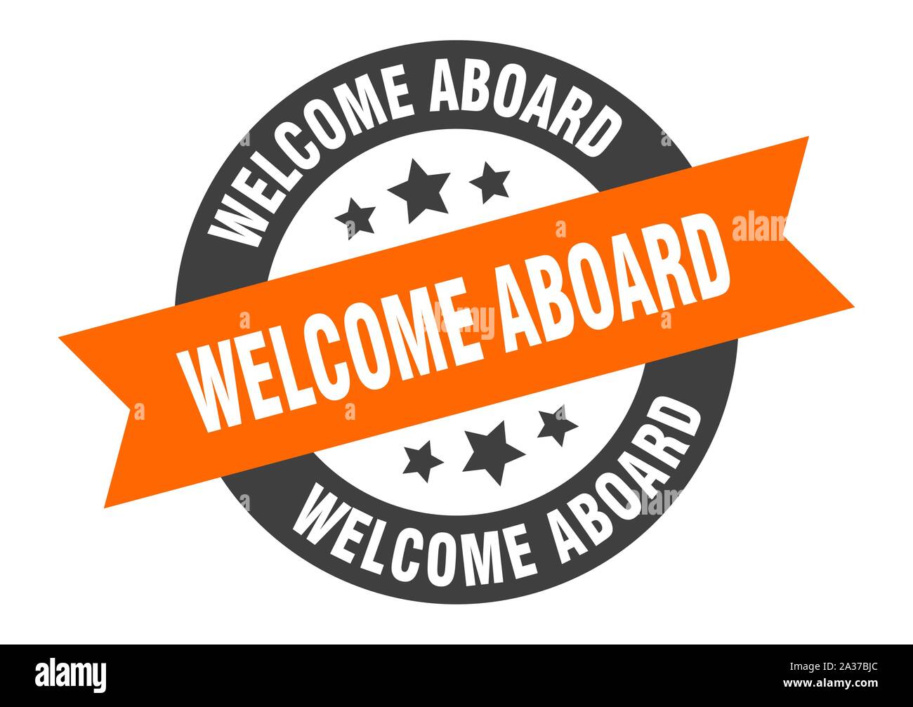 welcome aboard sign. welcome aboard orange-black round ribbon sticker ...