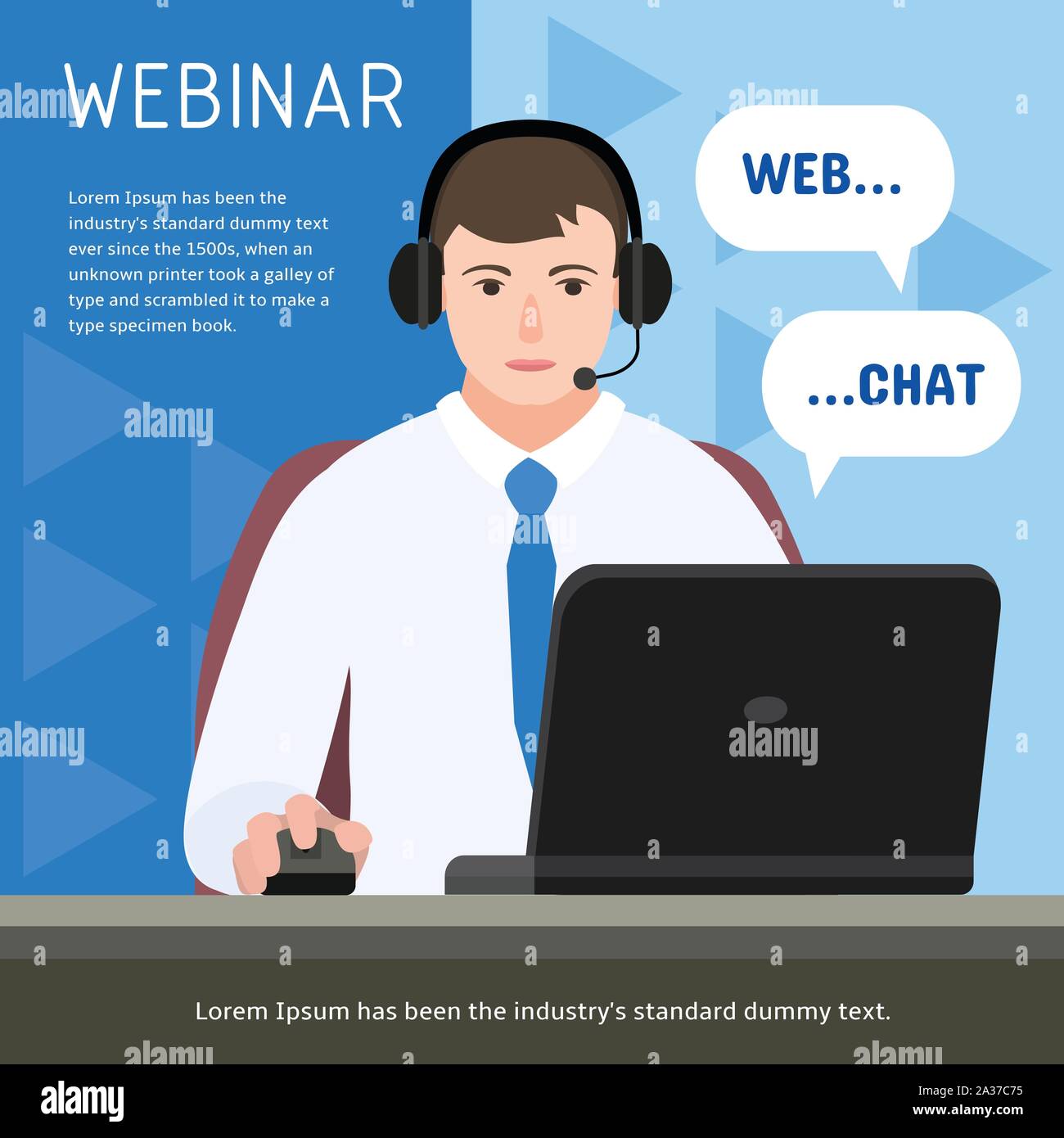 Live webinar concept banner. Flat illustration of live webinar vector ...