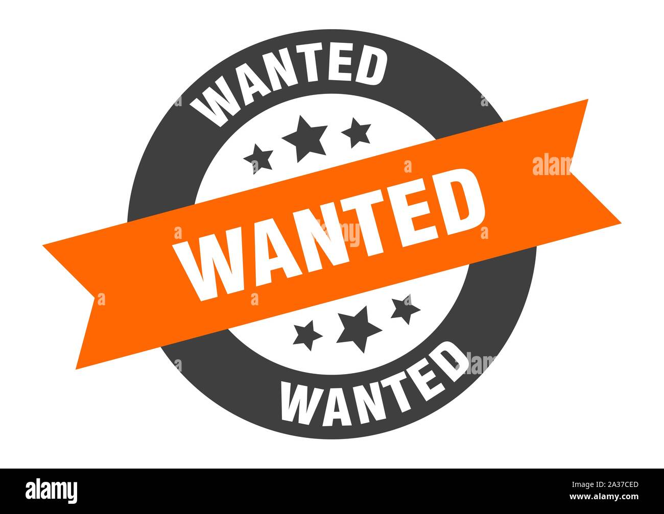 wanted sign. wanted orange-black round ribbon sticker Stock Vector ...