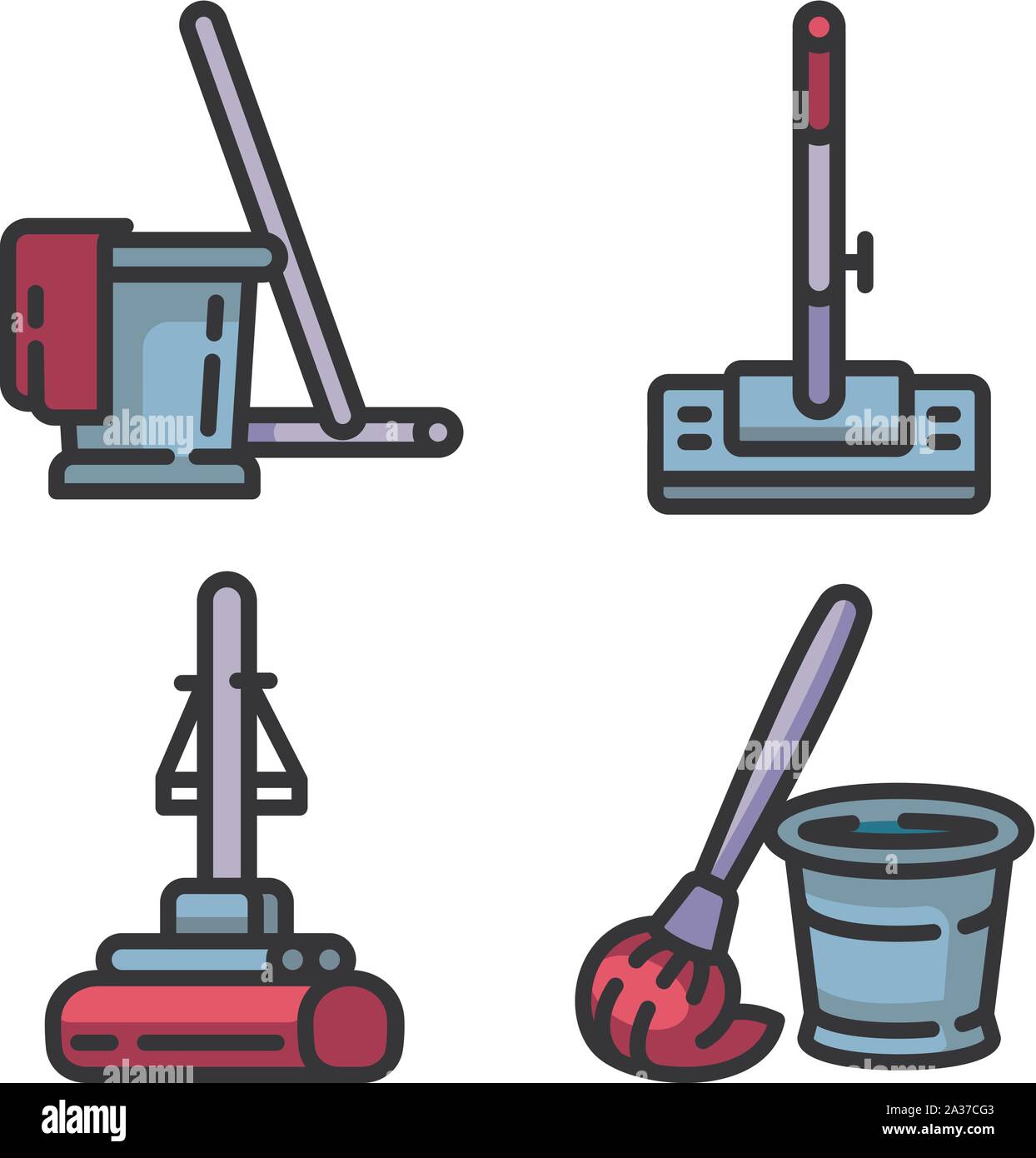 Mop icons set. Outline set of mop vector icons for web design isolated ...