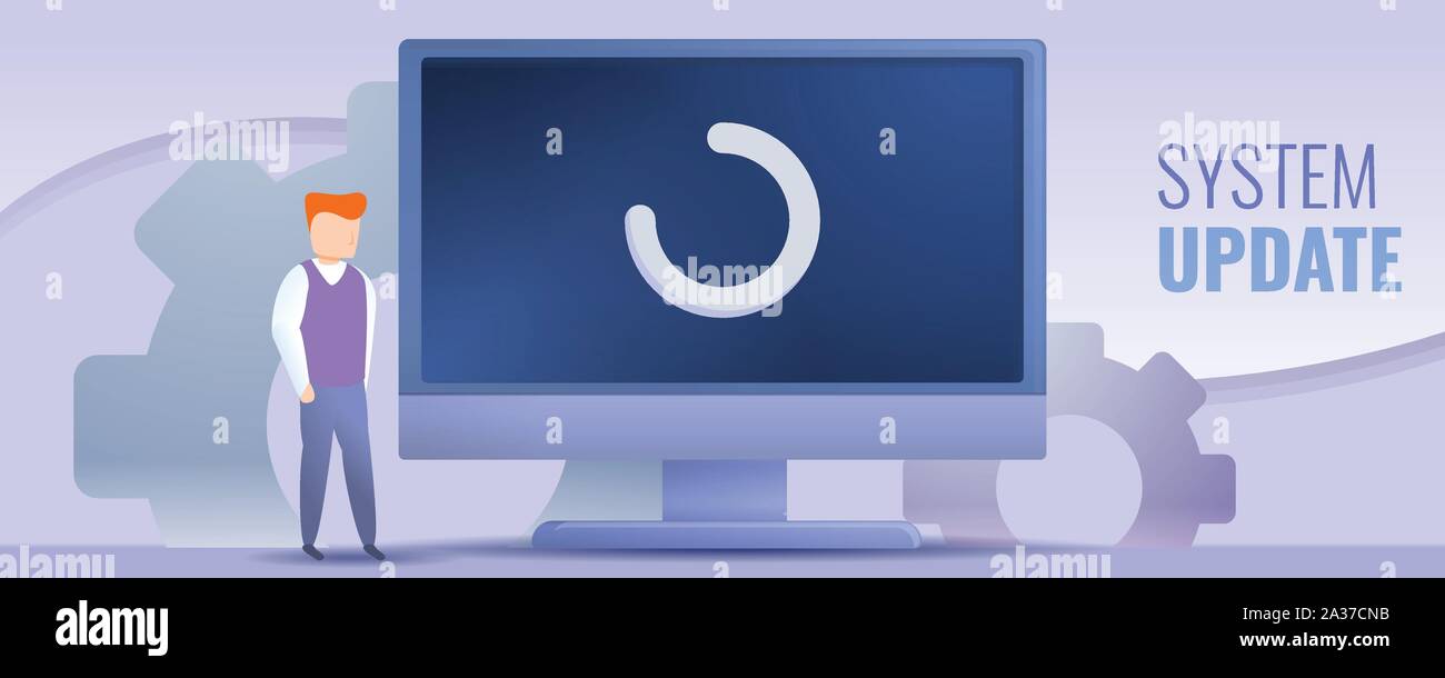System update concept banner. Cartoon illustration of system update ...