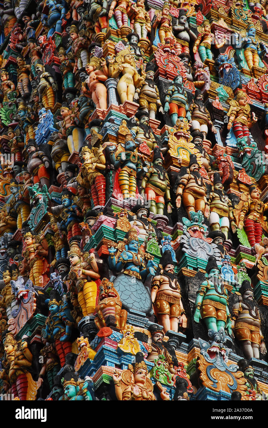 Madurai, Tamil Nadu, India - October 21, 2010: The dazzling Meenakshi ...