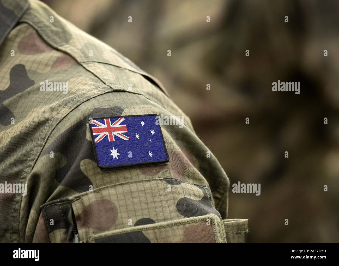 Flag of Australia on military uniform (collage Stock Photo - Alamy