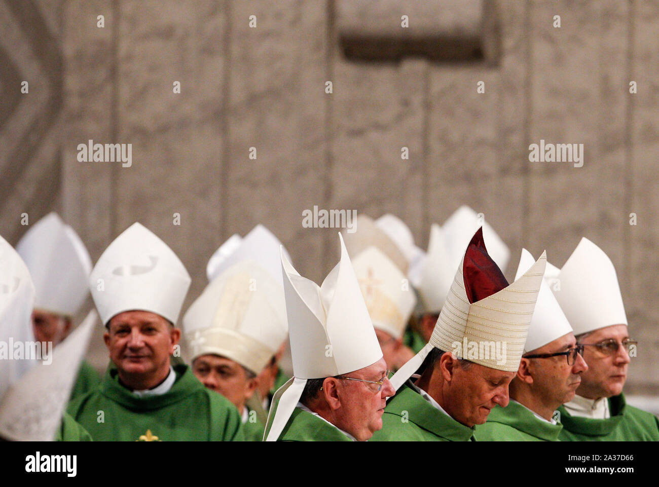 Vatican, Italy. 06 October 2019. Bishops attend the mass celebrated by ...
