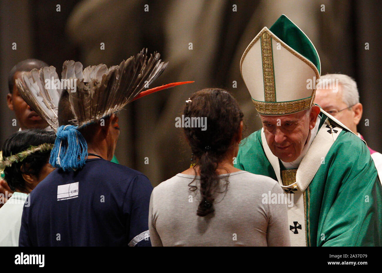 Vatican, Italy. 06 October 2019. Pope Francis celebrates the mass for ...