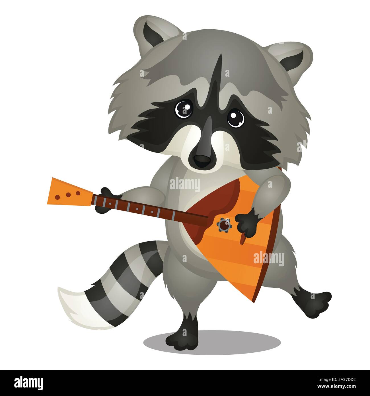 Small wild forest animal play on musical instrument. Raccoon with ...