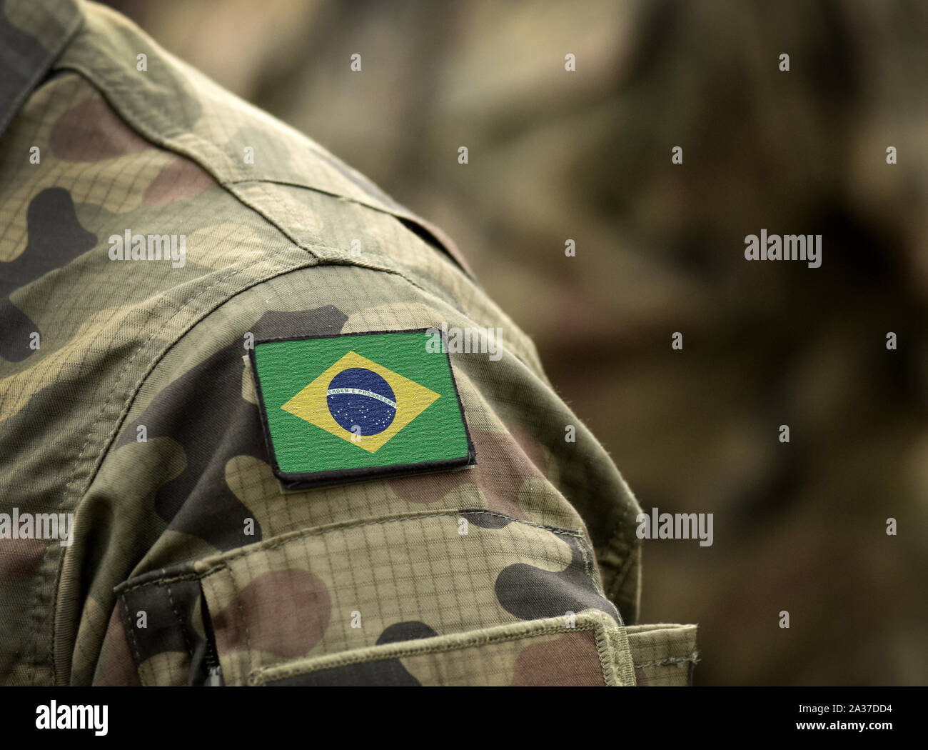 Flag of Brazil on military uniform (collage Stock Photo - Alamy
