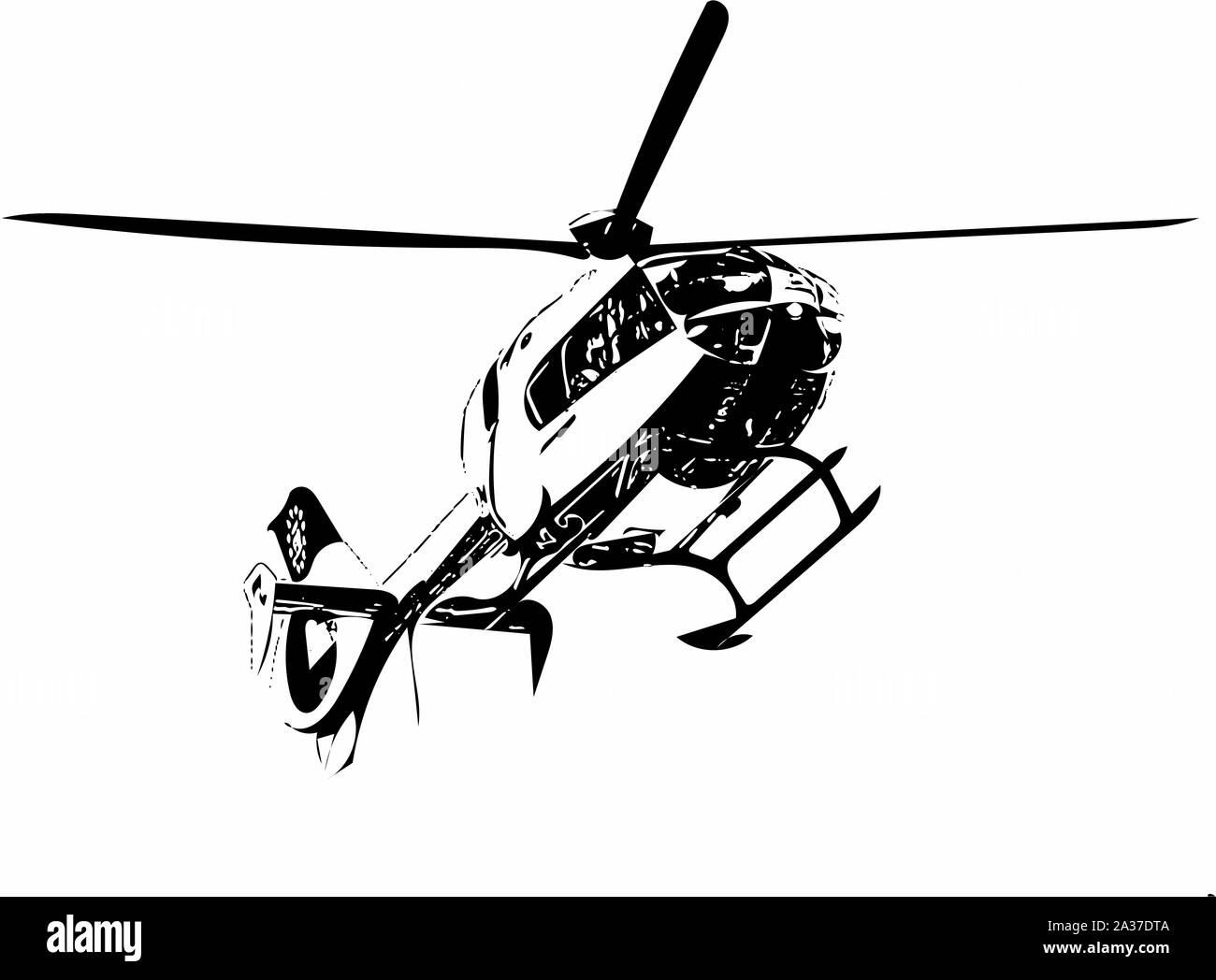 Artfully and ornate image of a helicopter in black and white colors ...