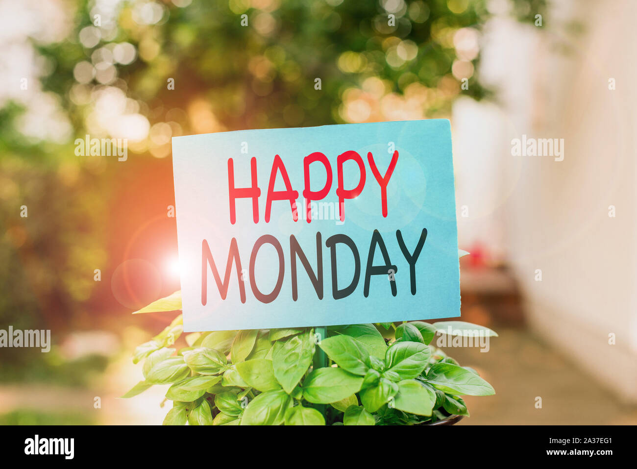 Writing note showing Happy Monday. Business concept for telling that ...