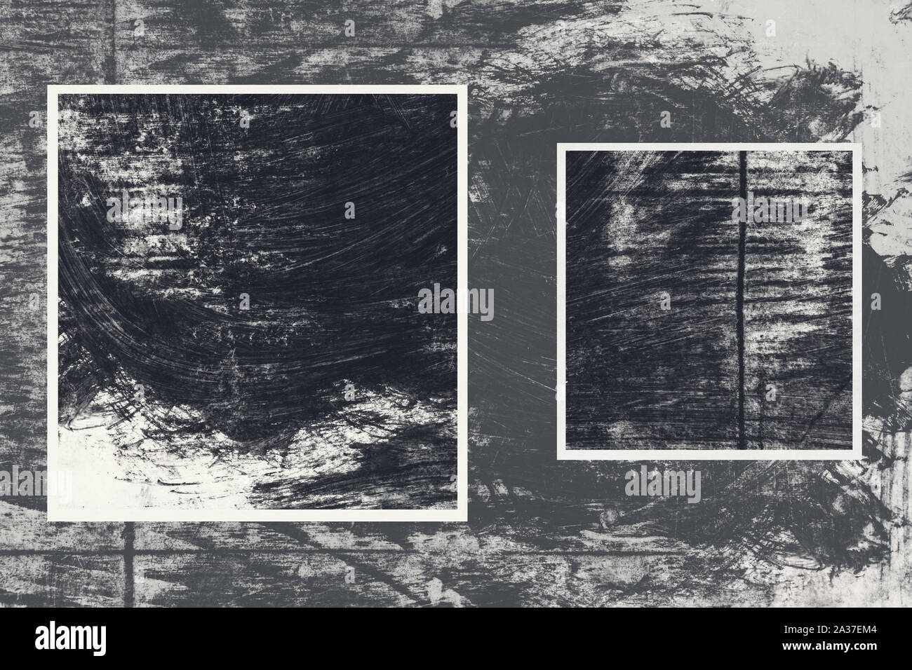 Stained and scratched old paper sheet with white frames, grunge ...