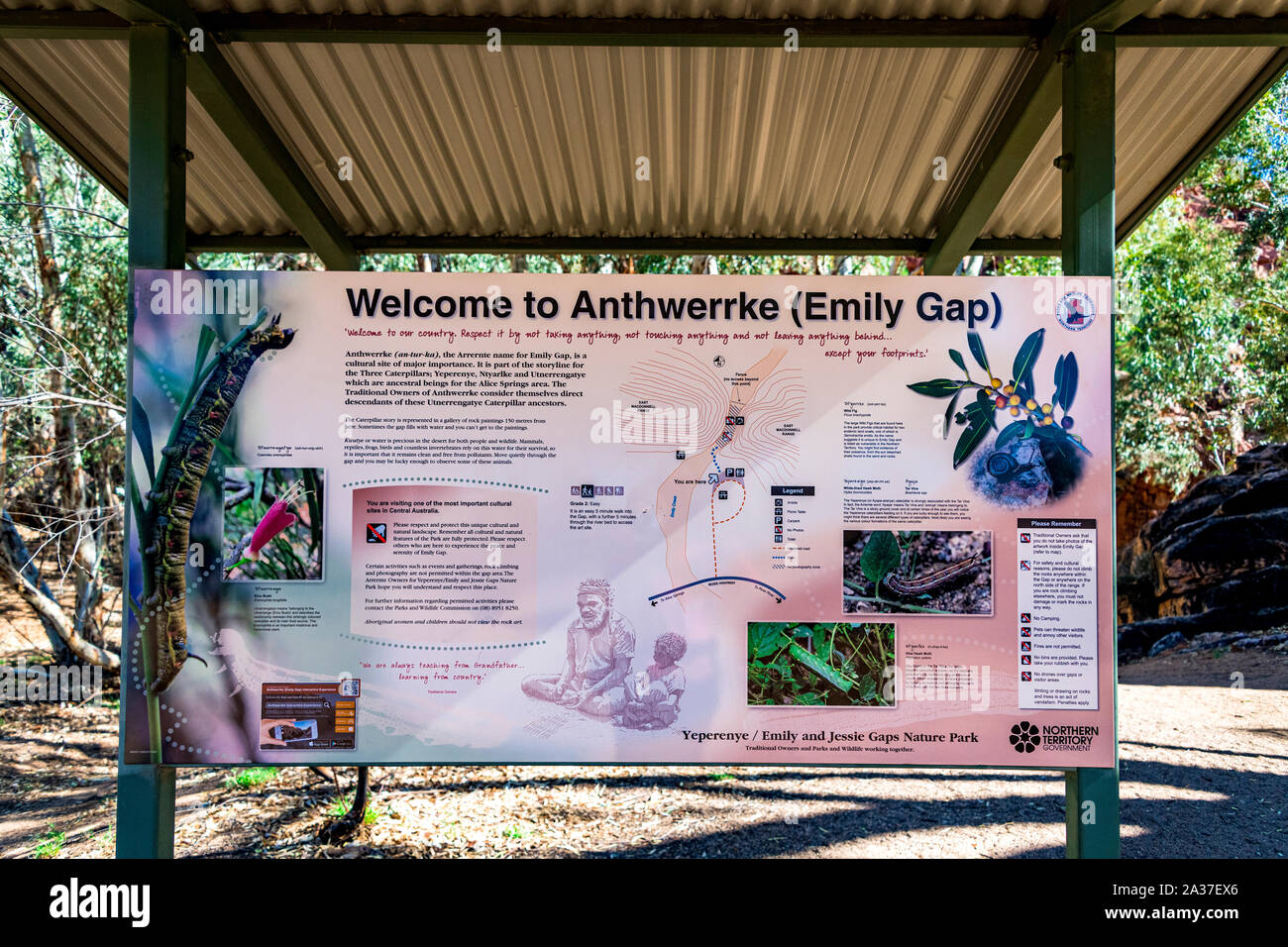 Emily Gap Northern Territory National Park information welcome sign ...