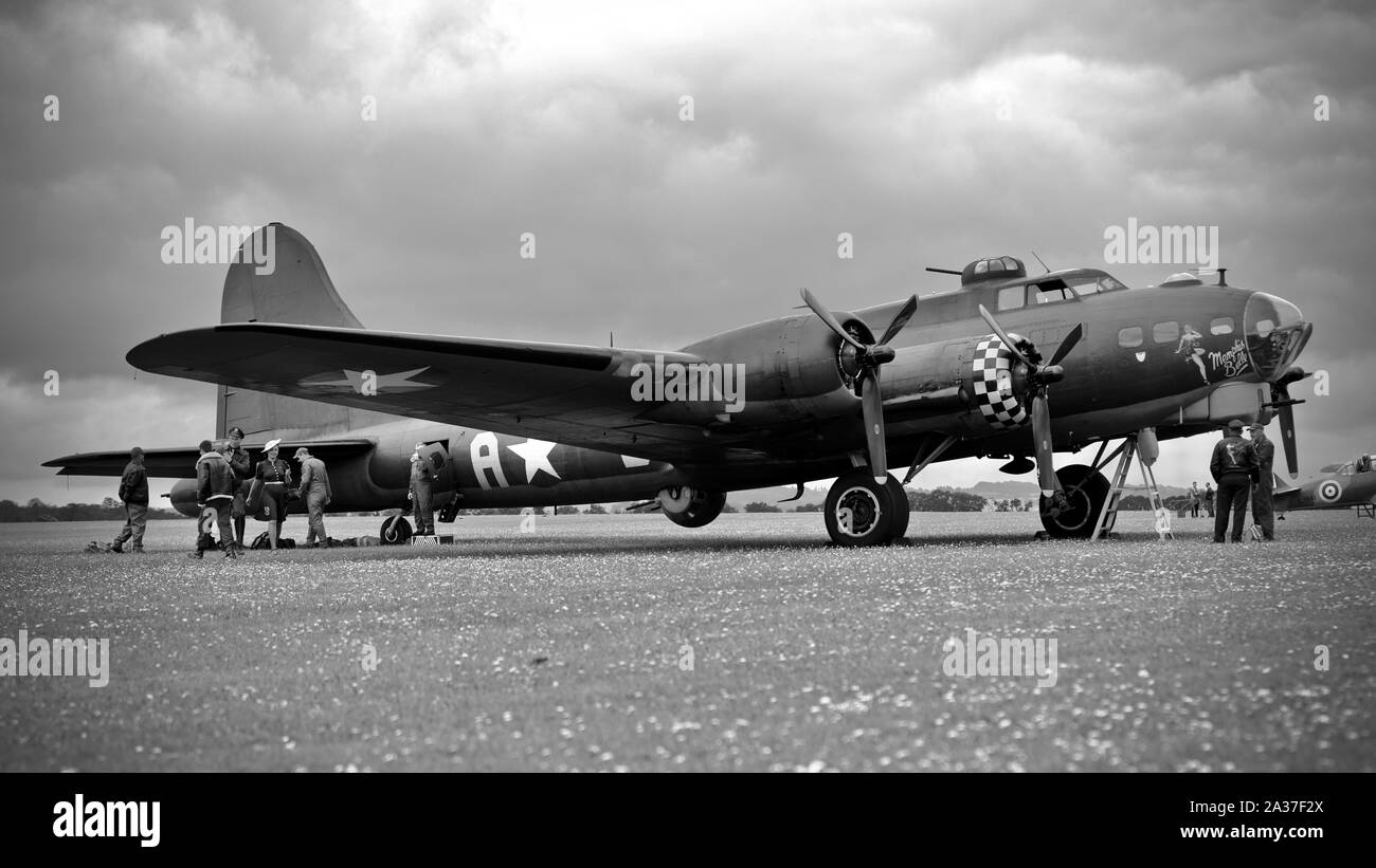 B-17 Flying Fortress G-BEDF Sally B on the flightline at the 2019 ...