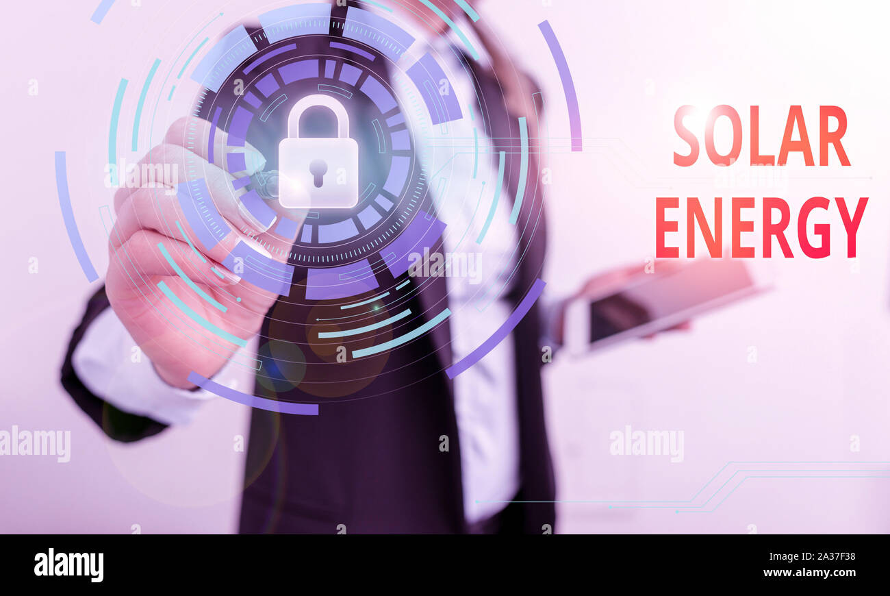 Writing note showing Solar Energy. Business concept for radiation from ...