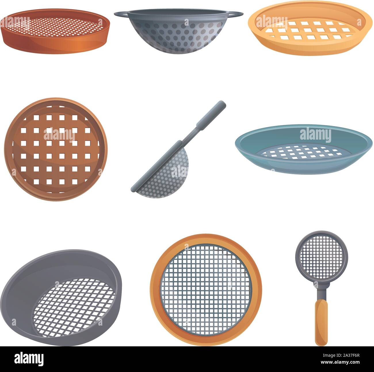 Sieve icons set. Cartoon set of sieve vector icons for web design Stock ...