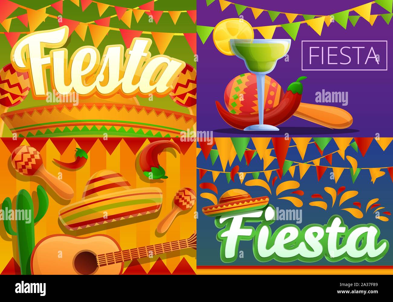 Fiesta banner set. Cartoon illustration of fiesta vector banner set for ...