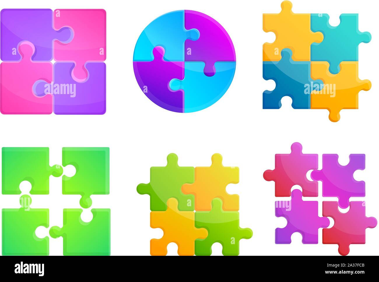 Jigsaw icons set. Cartoon set of jigsaw vector icons for web design ...