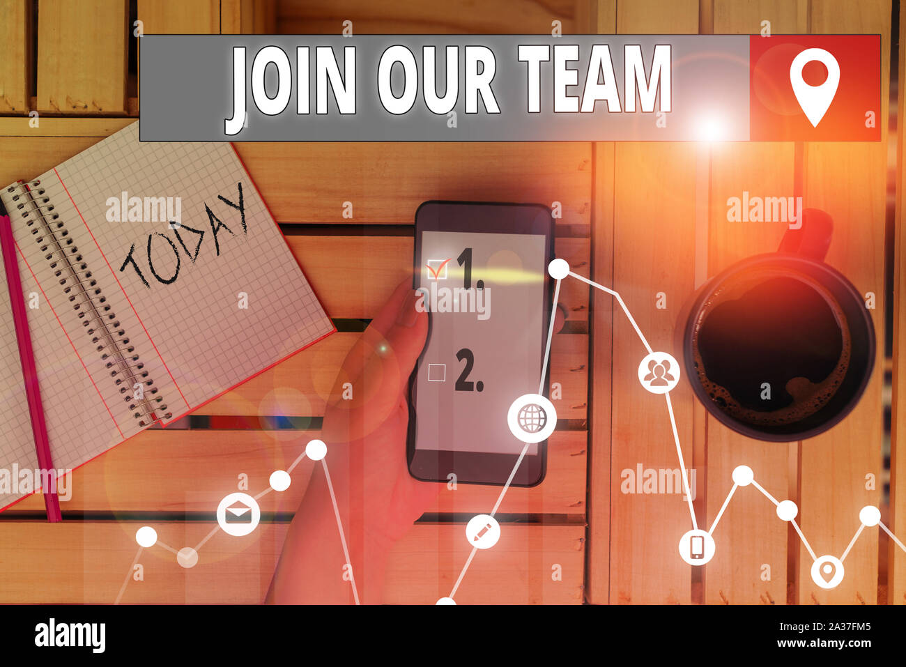 Writing note showing Join Our Team. Business concept for inviting ...